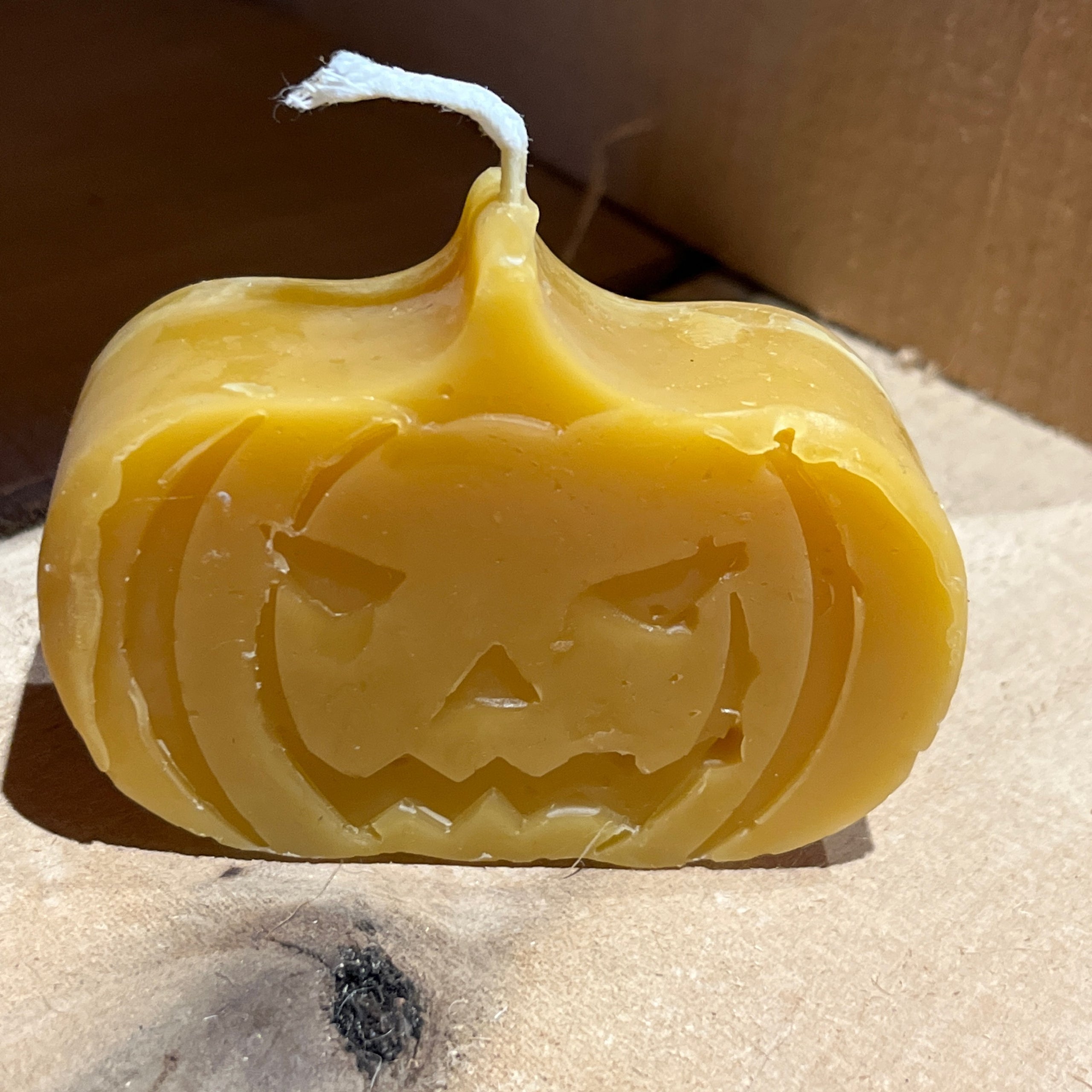 Pure Beeswax Pumpkin Face Candle | The Clermont County House Of Honey